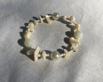 Natural White Tridacna Shell Bracelet, Rose Flower Carving Jewelry for ...