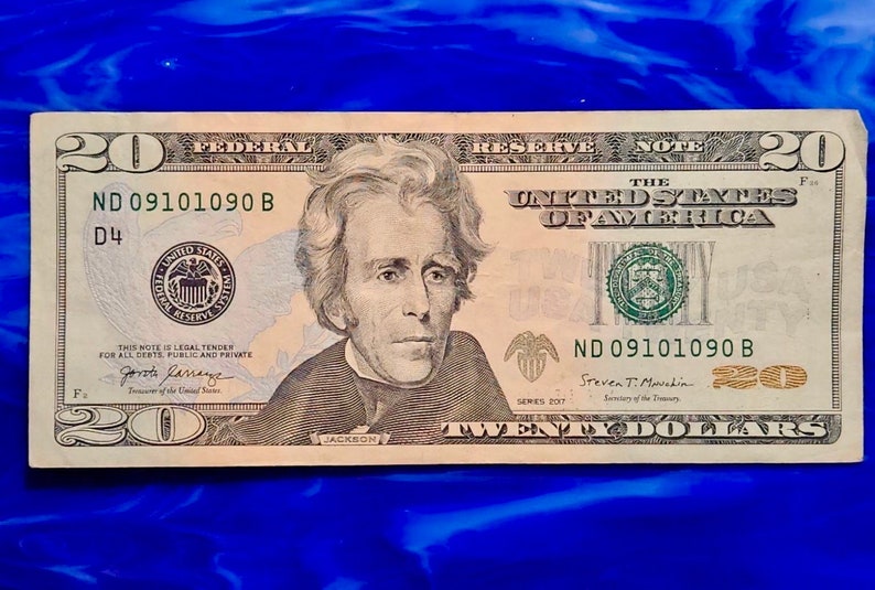 09101090 Fancy Serial Number Bank Note 20 Dollar Bill United States ...