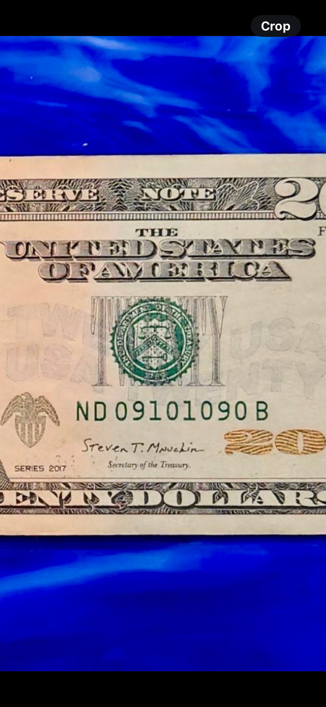 09101090 Fancy Serial Number Bank Note 20 Dollar Bill United States ...