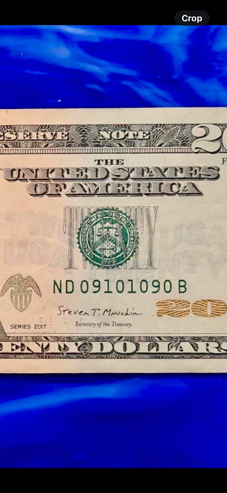 09101090 Fancy Serial Number Bank Note 20 Dollar Bill United States ...