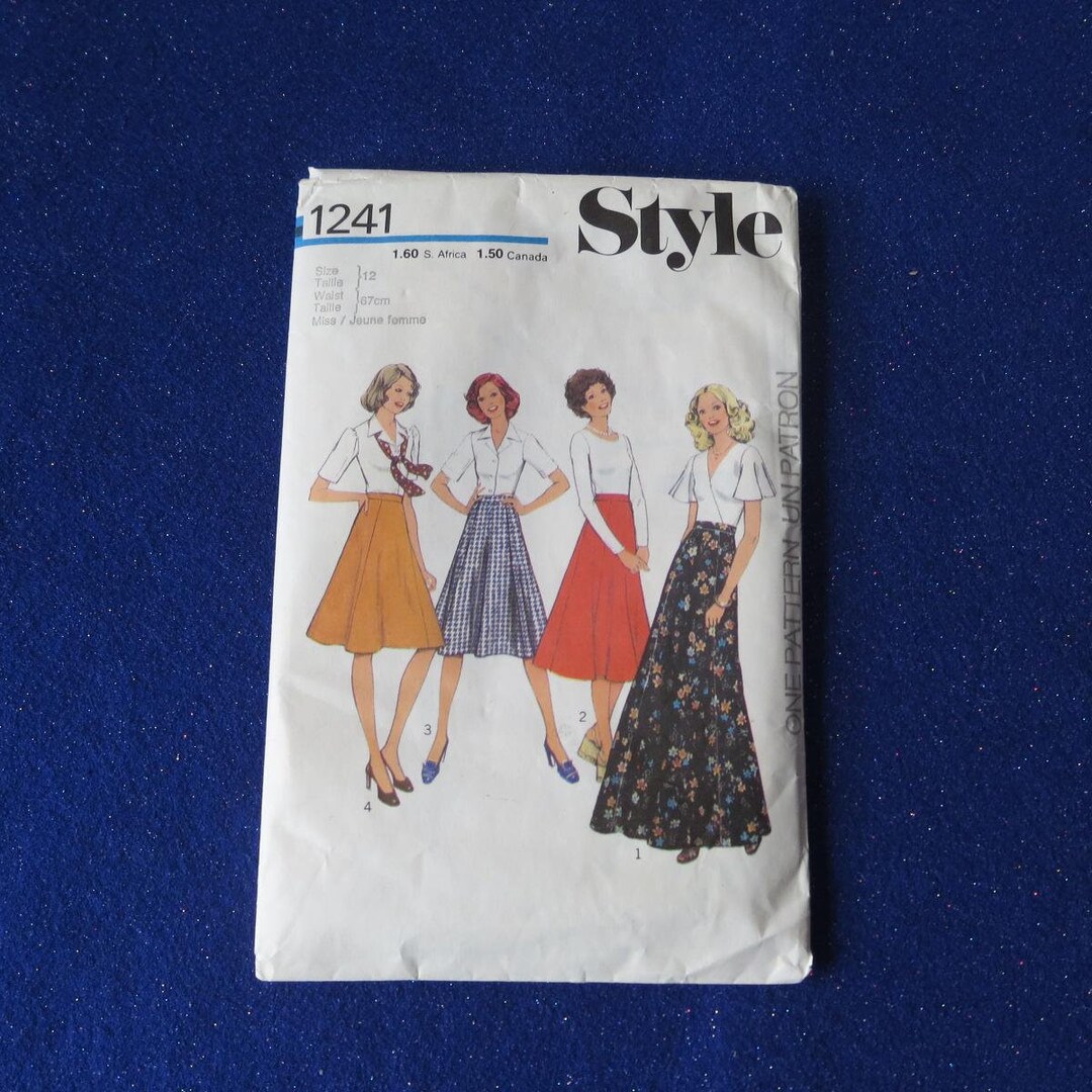 1970s Flared Panel Skirt Sewing Pattern, Style 1241 (size 12) - Etsy