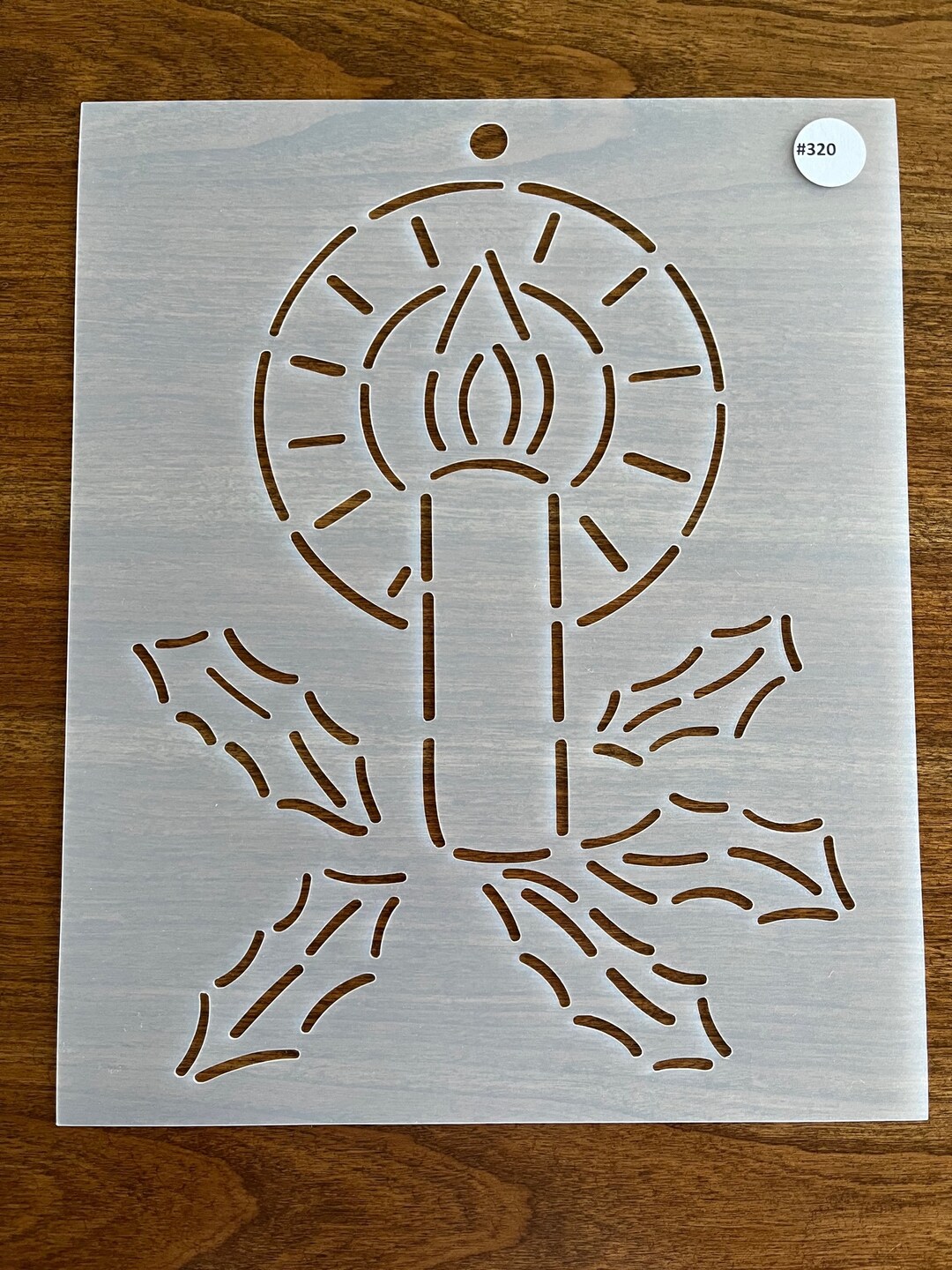 Candle & Holly Stencil - Etsy