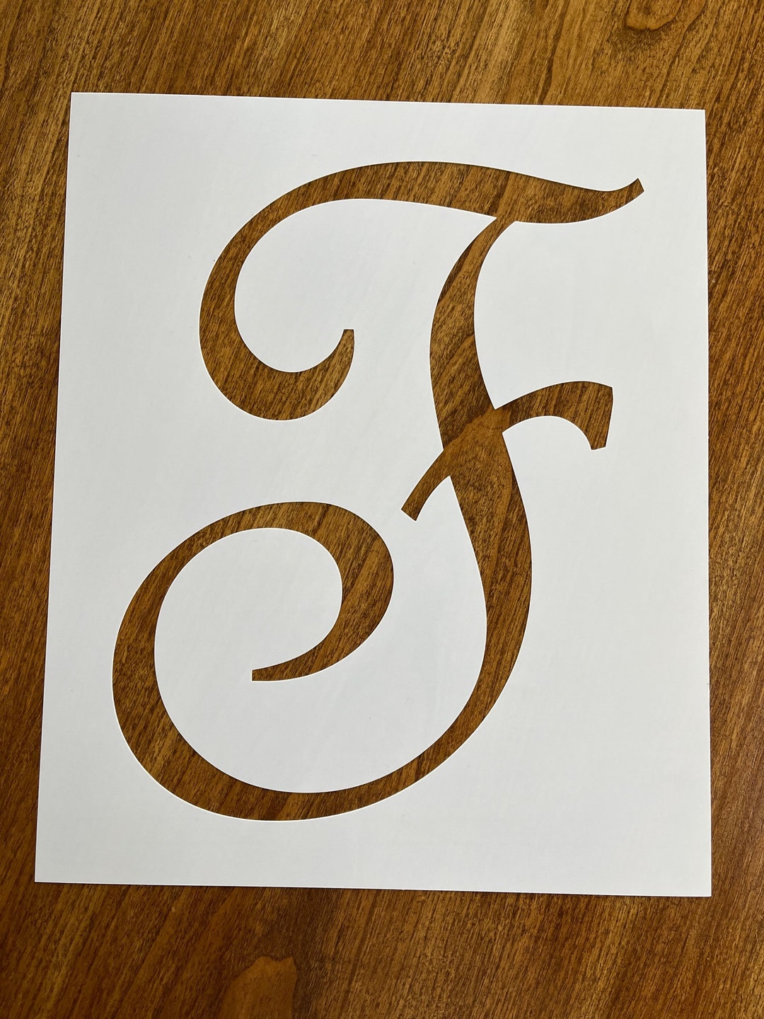 French Script Monogram Capital Letter F 10" Tall Stencil Customizable ...