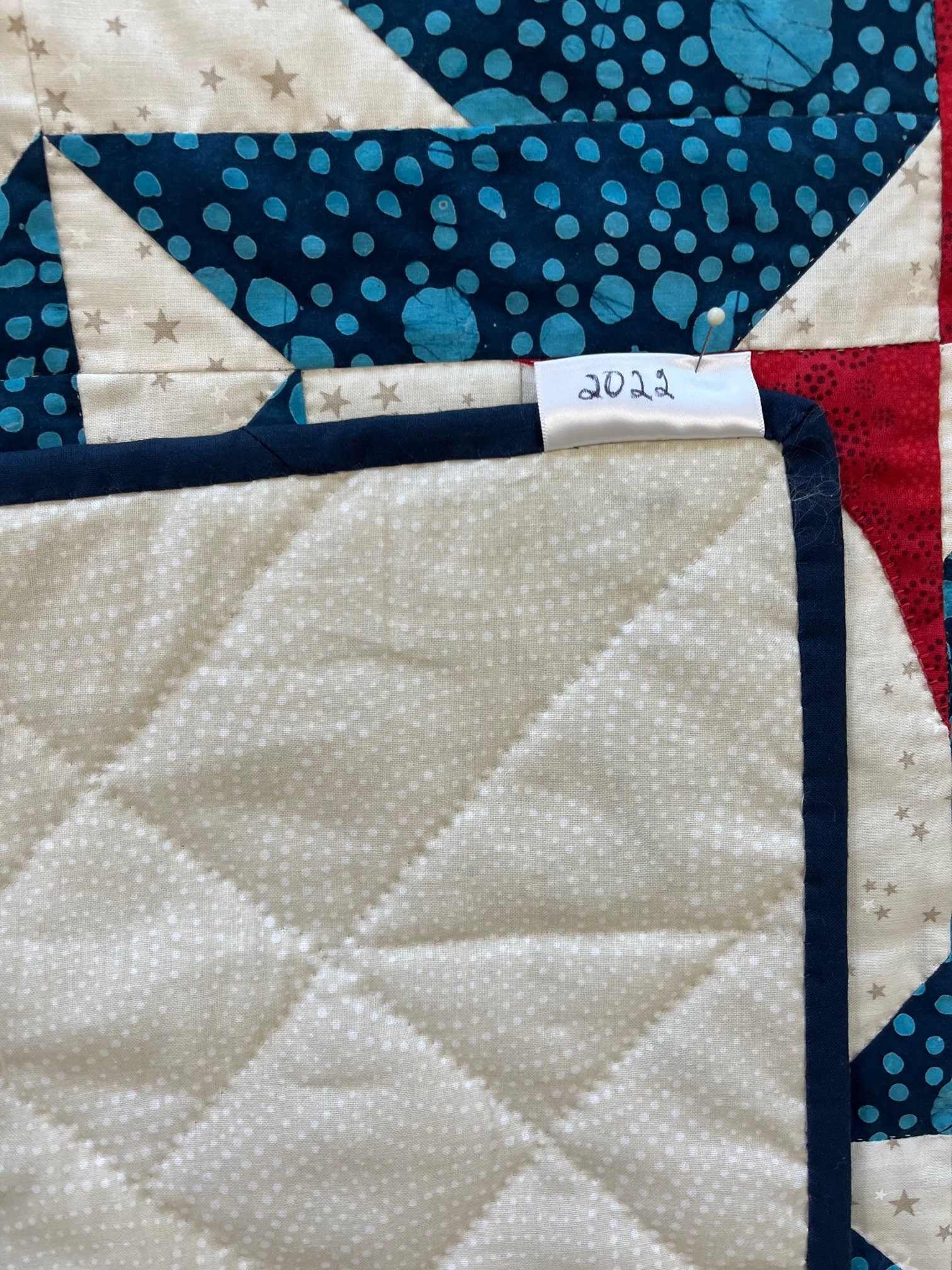 Blue Ridge Love Quilt Handmade Hand Quilted Red, Blue & Ivory Queen ...