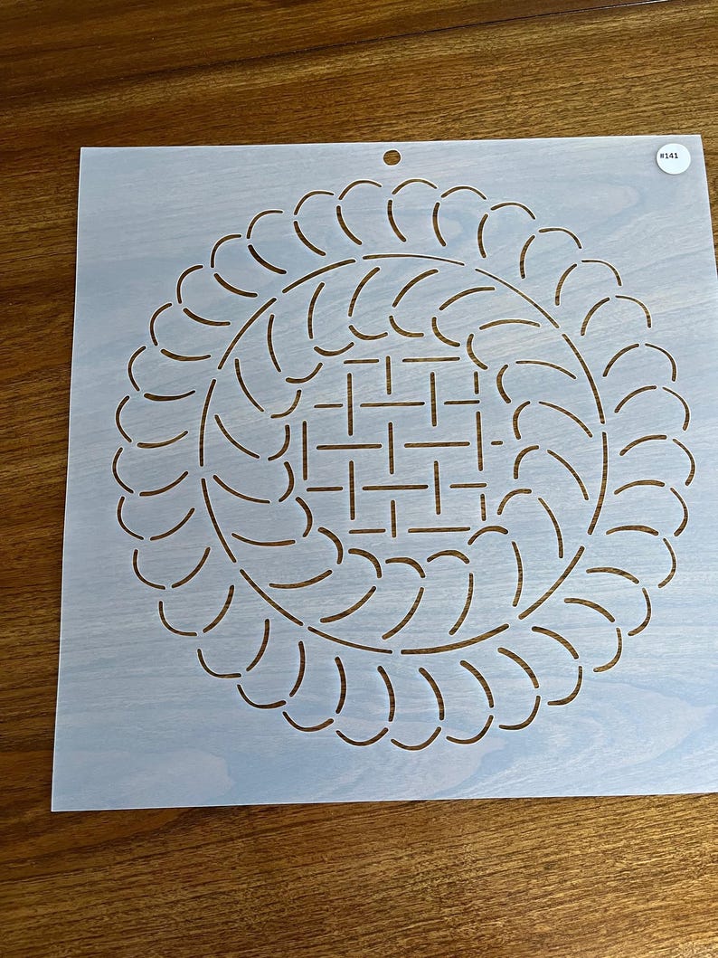 Double Feather Circle With Lattice Center Stencil 11.5" - Etsy
