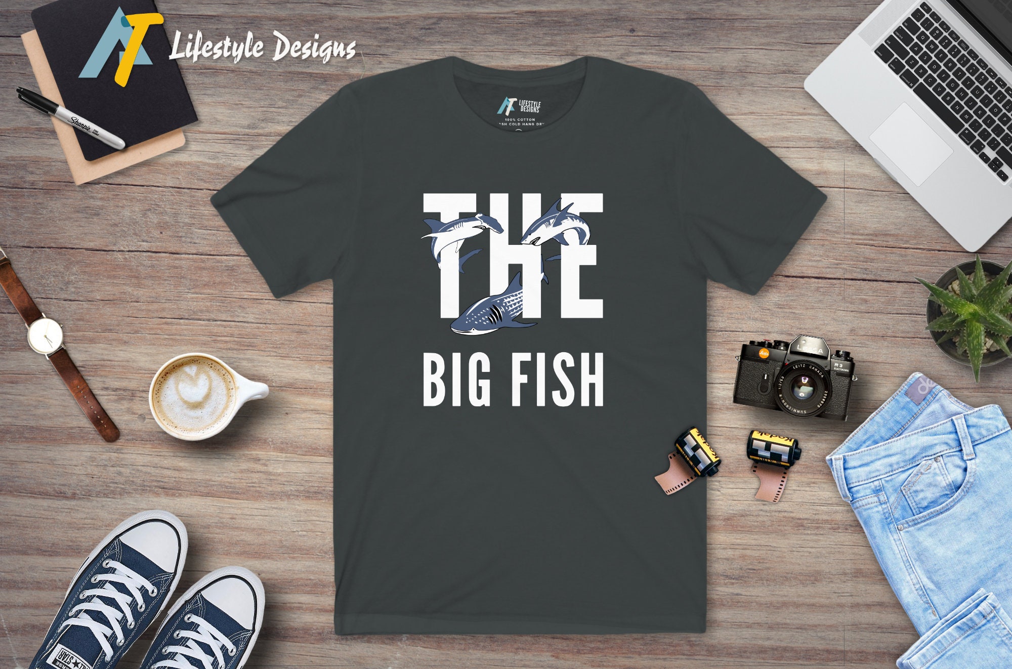 The Big Fish Shark Trio Tee | Hammerhead, Great White & Whale Shark ...