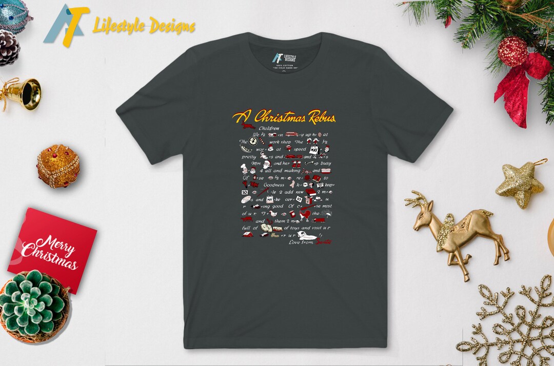 Vintage Christmas Rebus T-shirt: Festive Unisex Design for a Stylish ...