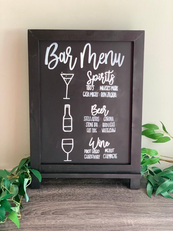 Hand Lettered Bar Menu Sign 12 X 17 Chalkboard - Etsy