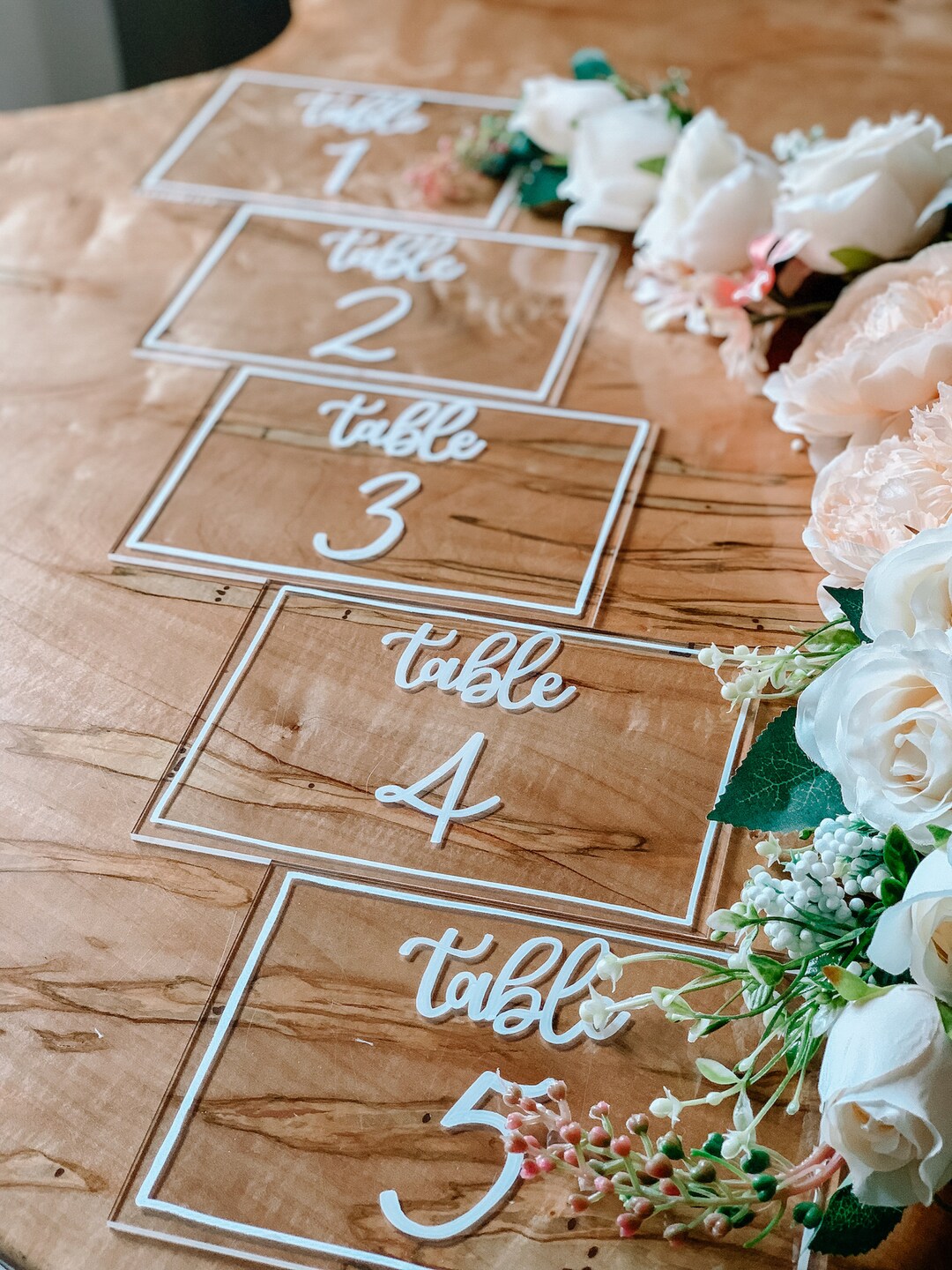 Hand Lettered Horizontal Table Number Signs Custom Acrylic Wedding ...