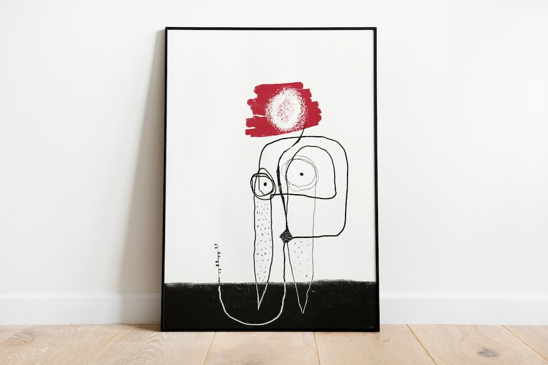 Risoprint A4 Original Abstract Print, Black and Red, Limited Edition ...