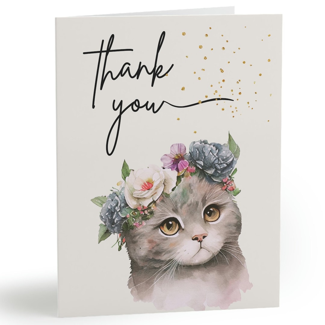 Thank You Card Cat Lover Greeting Cards Set of 8, 16, and 24 Pcs ...