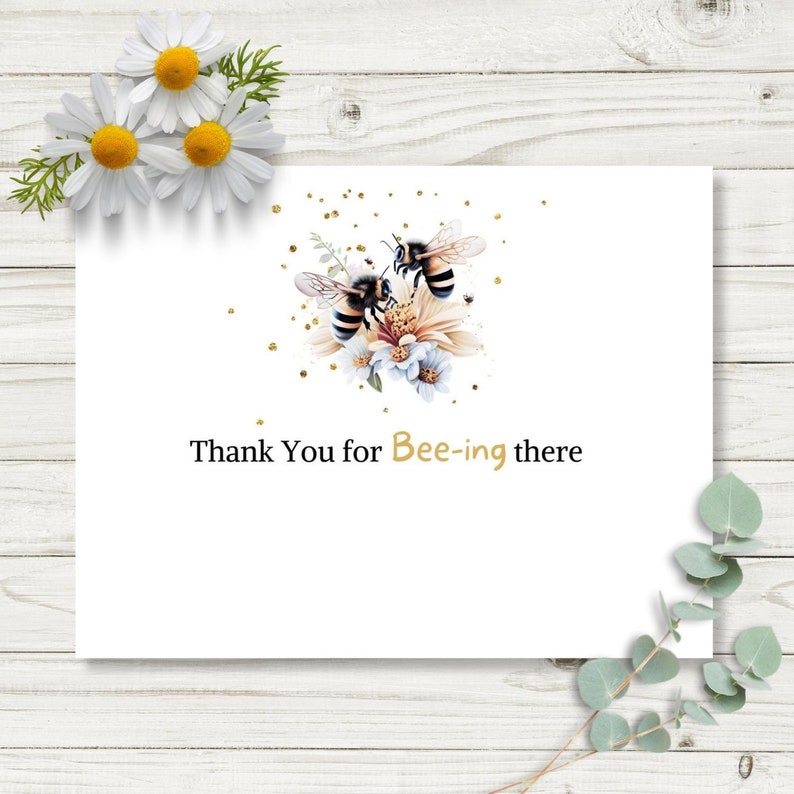 Bees Thank You Card Bees and Flowers Thank You Card Set of 8, 16 or 24 ...