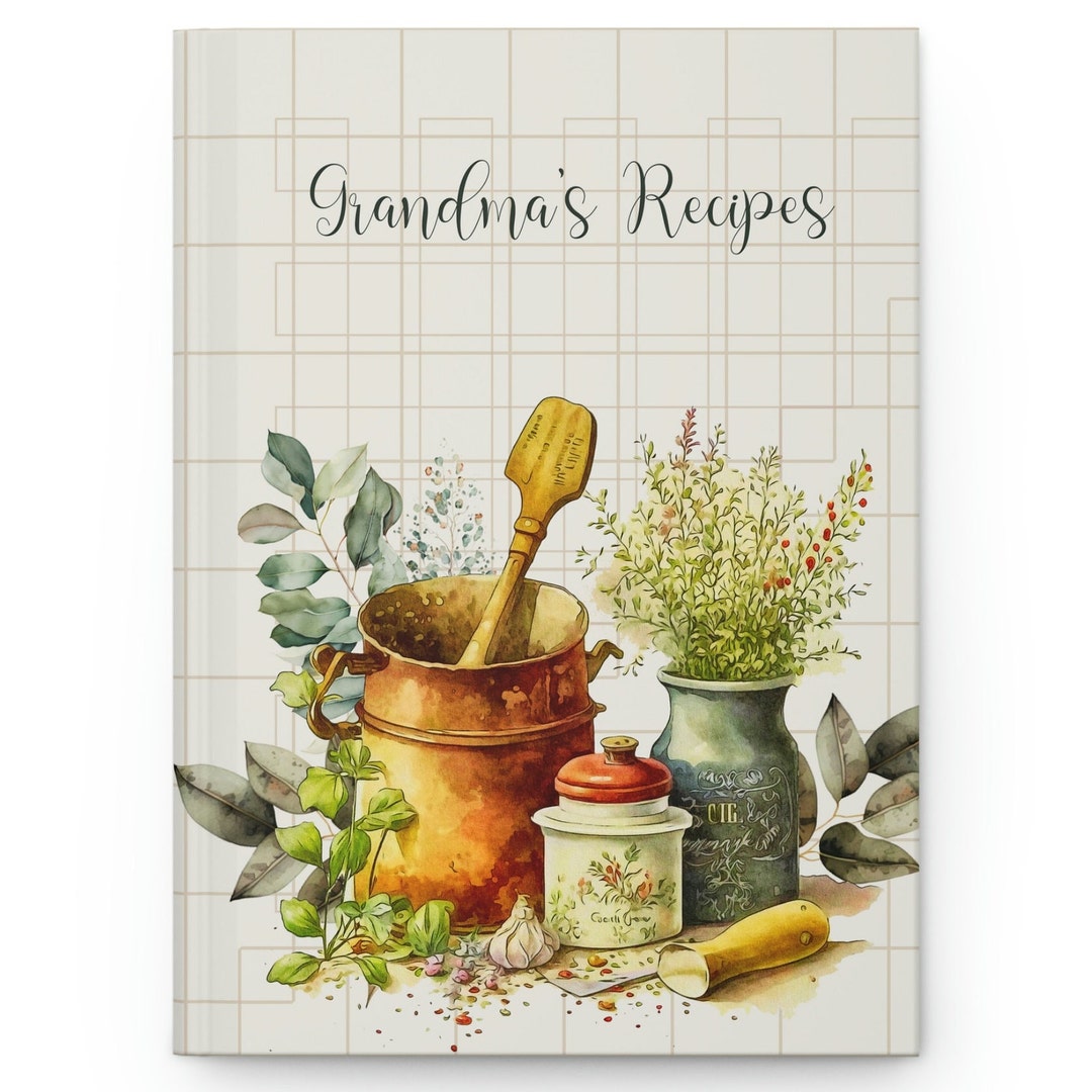 Grandma's Recipe Book Hardcover Journal Mom's Diary Vintage Beige ...