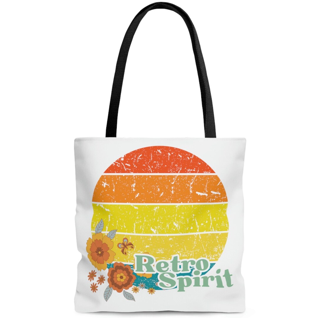 Retro Sunset Tote Bag Vintage Reusable Aesthetic Tote Bag White With ...