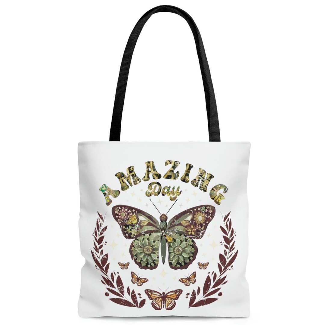Retro Butterfly Tote Bag Vintage Reusable Aesthetic Tote Bag White With ...