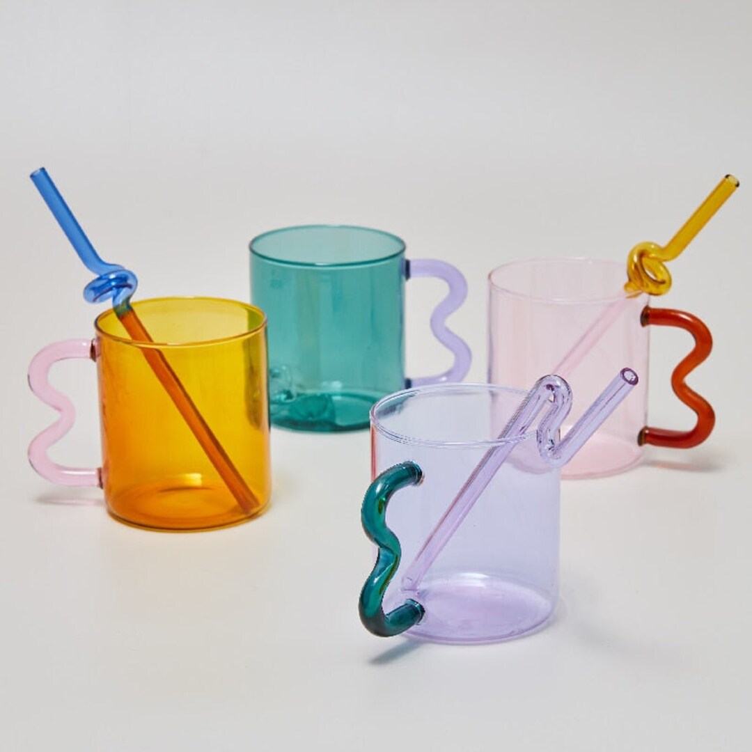Squiggle Colorful Glass Mug - Etsy