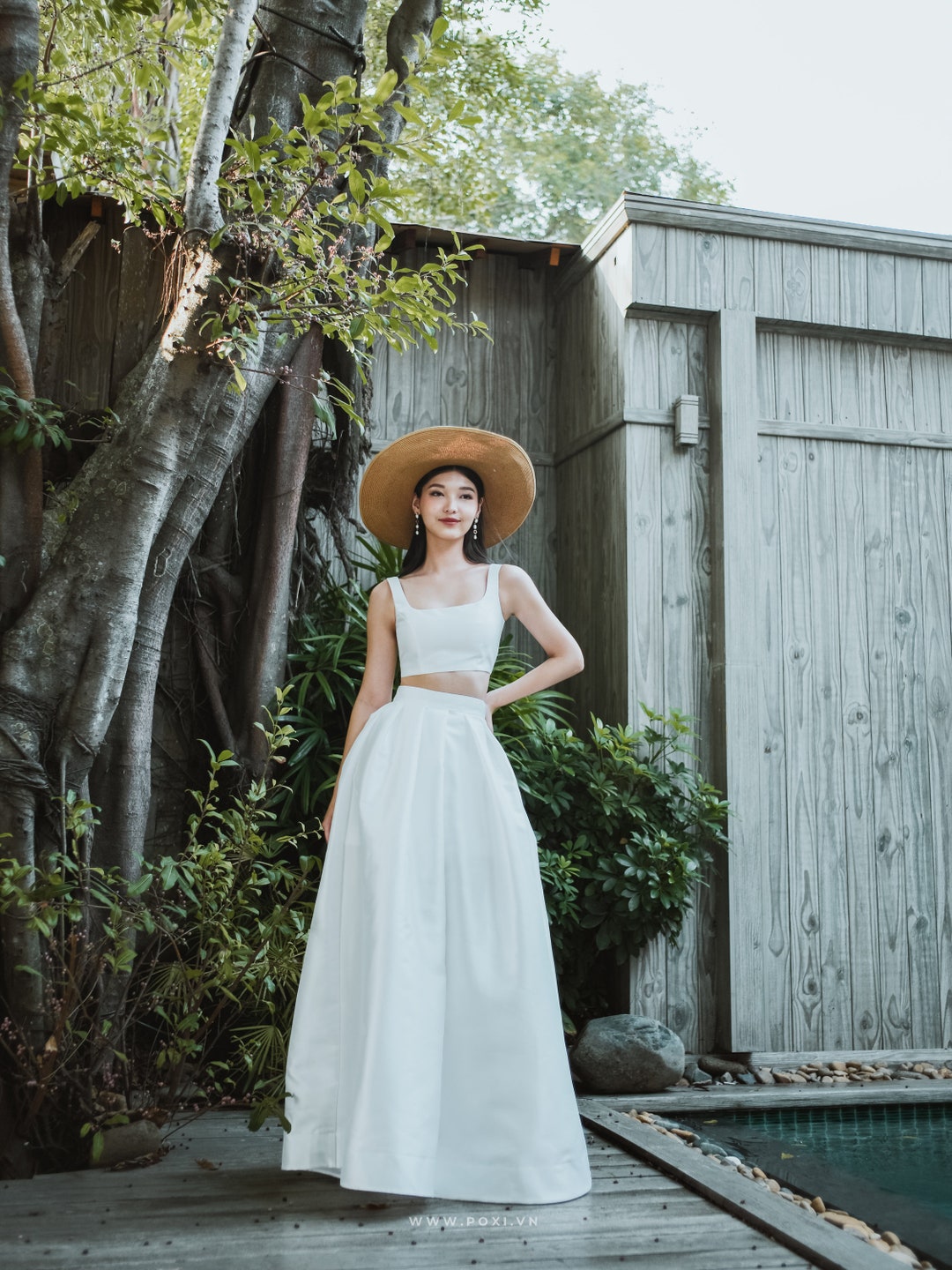 Modern Crop Top Wedding Dress Set: Elegant Bridal Separates - S1768 - Etsy