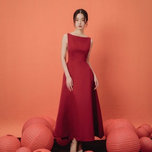 Delicate Cut-out Prom Dress/ Party Red Dress/ Modest Prom Dress ...