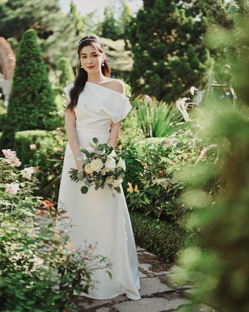 Unique Wedding Dress / White Cocktail Dress/ One Shoulder - Etsy