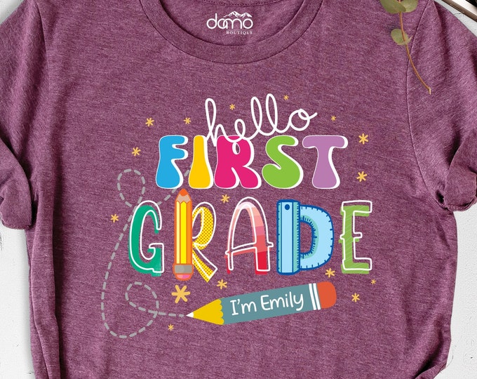 First Day of School Shirt With Name, Personalized Back to School Shirt ...