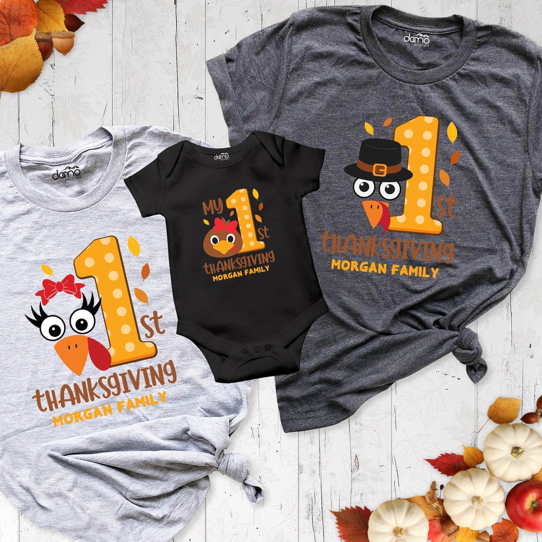 Personalized Family Matching Turkey Face Shirt, First Thanksgiving ...