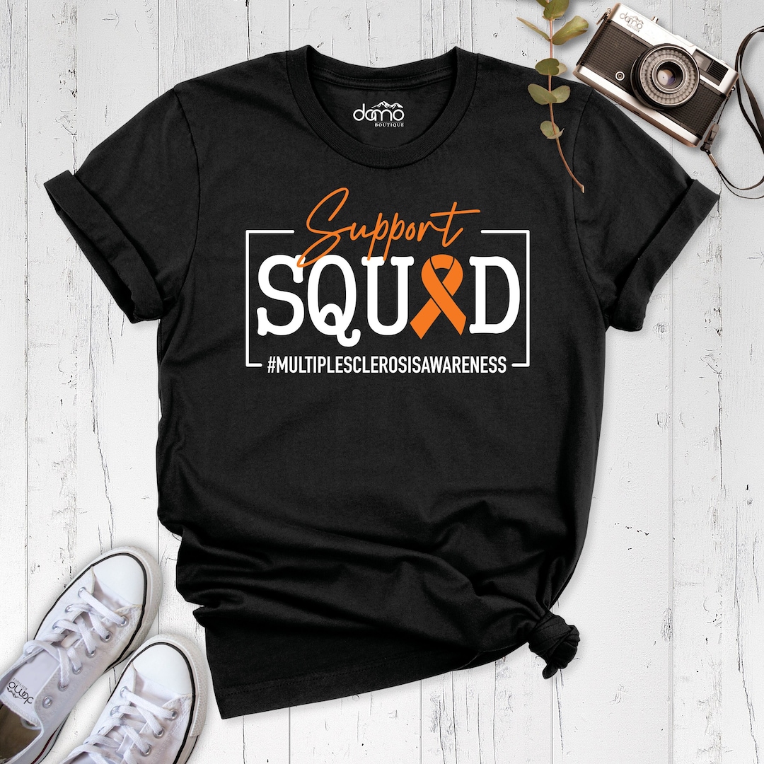 Support Squad Multiple Sclerosis Shirt, MS Group Tshirt, Orange Ribbon ...