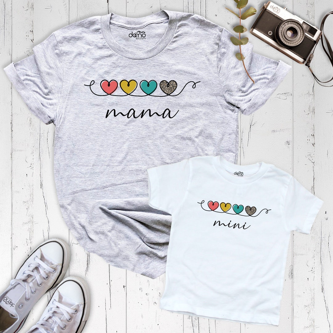 Mama Mini Matching Set, Hearts Mama Shirt, Hearts Mini Shirt, Mama Mini ...