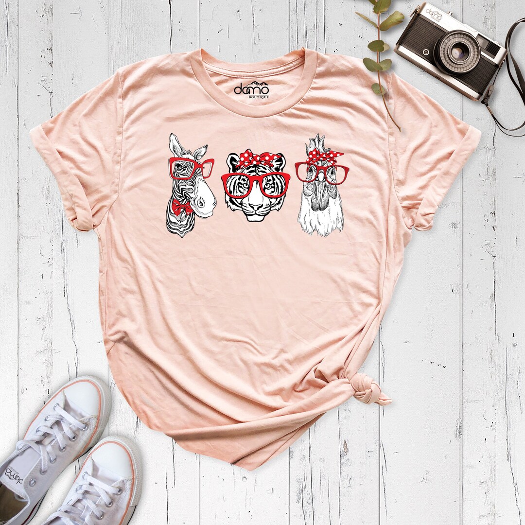 Funny Animals Shirt, Tiger With Glasses Shirt, Wild Animal Lover Shirt ...