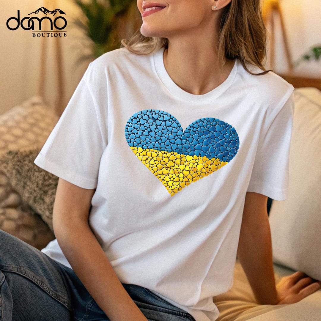 Ukrainian Flag Heart Shirt Support Ukraine Tee, I Stand With Ukraine ...