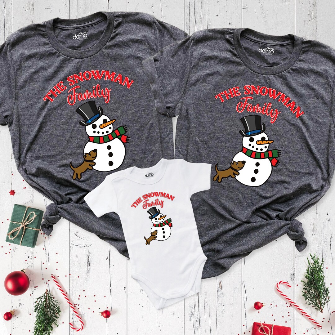 The Snowman Family Christmas Tshirt, Matching Snowman Group Xmas Party ...