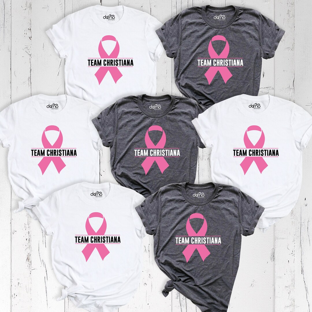 Breast Cancer Team Name Shirt, Custom Cancer Pink Ribbon Awareness ...