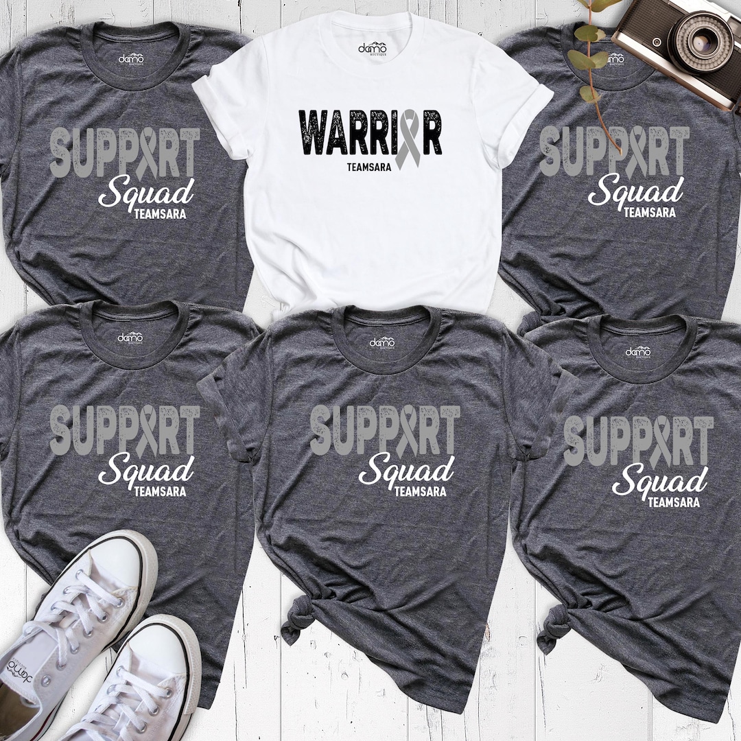 Custom Brain Cancer Support Squad Shirt Gray Ribbon Awareness Team ...