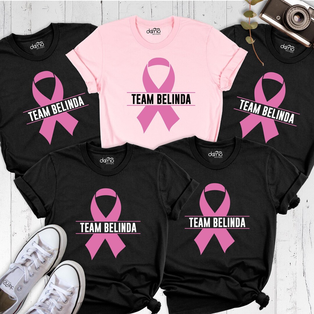 Breast Cancer Team Name Shirt, Family Matching Support Squad Tee ...