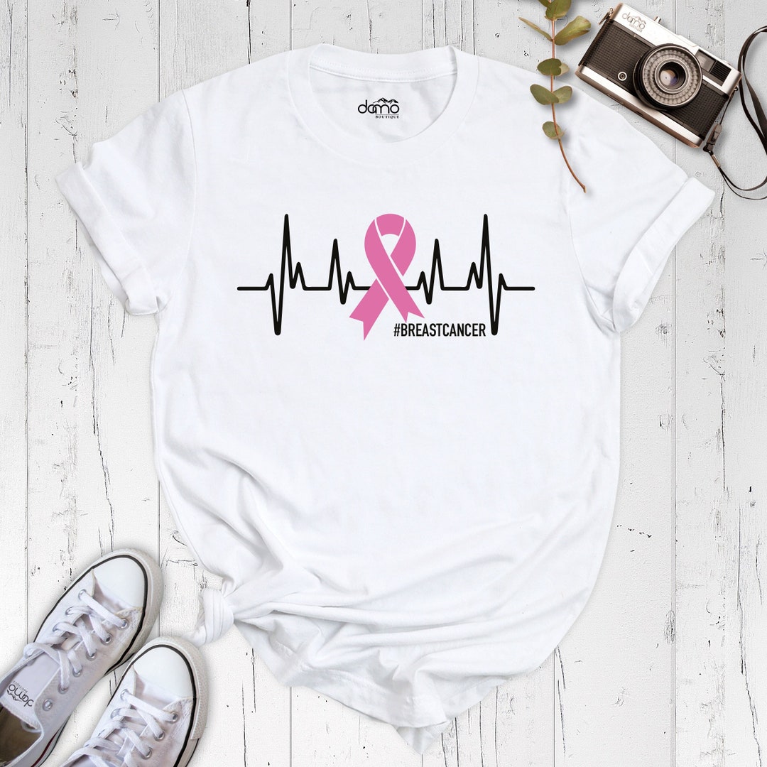 Breast Cancer Heartbeat Ribbon Shirt, Pink Ribbon Heartbeat, Cancer ...