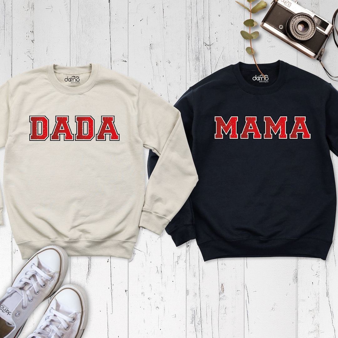Mama and Dada Sweatshirt, Mom and Dad Couple Matching Long Sleeve Shirt ...