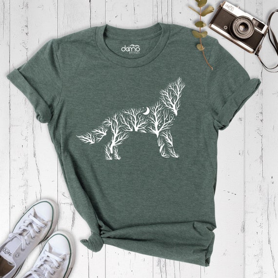 Wolf Shirt Howling Wolf Shirt Wildlife Shirt Floral Wolf | Etsy