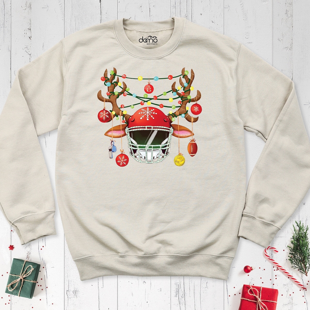 Christmas Football Horn Sweatshirt, Sports Team Christmas Lights Long ...