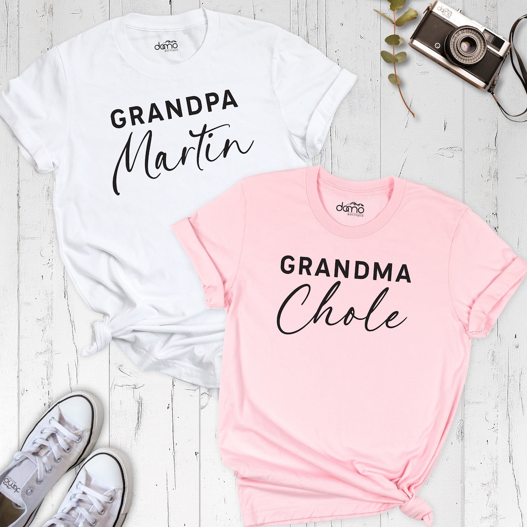 Grandma and Grandpa Shirt, Custom Grandparents Shirt, Matching Couple ...