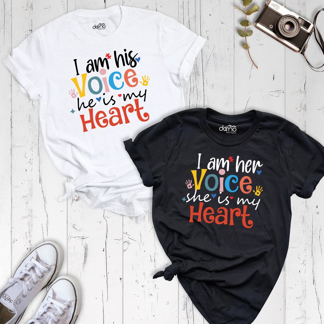 Autism Awareness Shirt, Autism Mom Shirt, I Am His Voice He is My Heart ...
