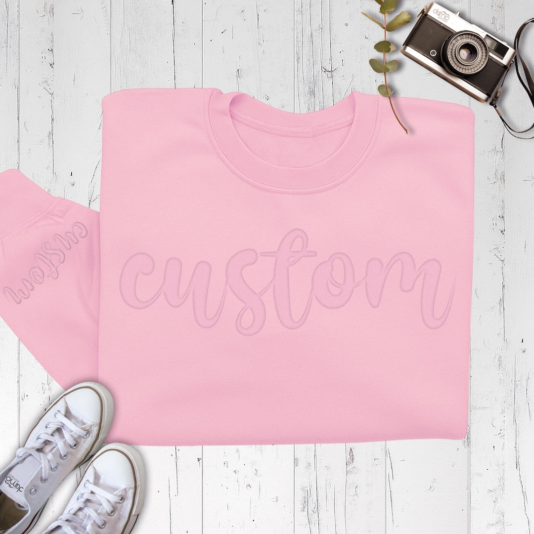 Custom Puff Embossed Sweatshirt Personalized Raised Text Hoodie, School ...