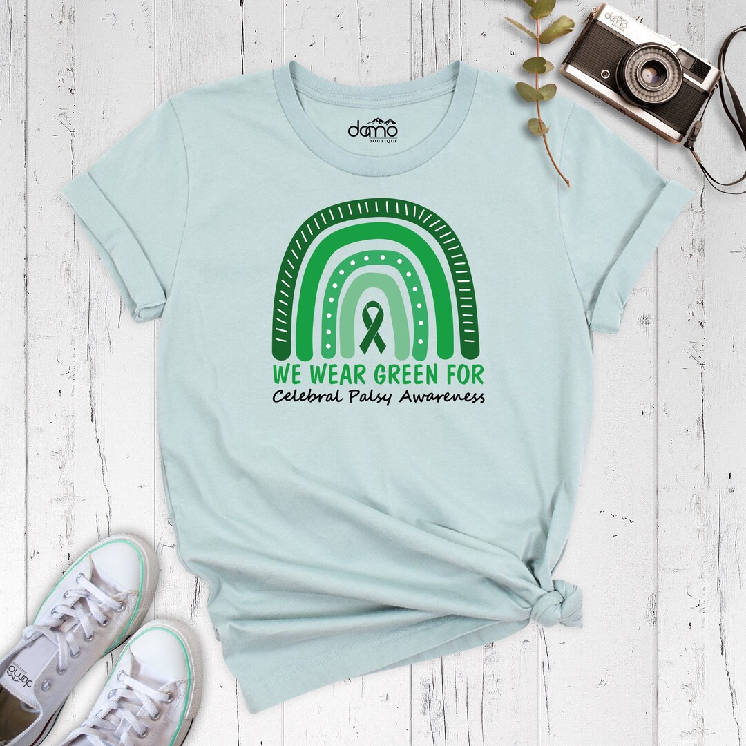 Cerebral Palsy Awareness Shirt, Green Ribbon Shirt, We Wear Green Shirt ...