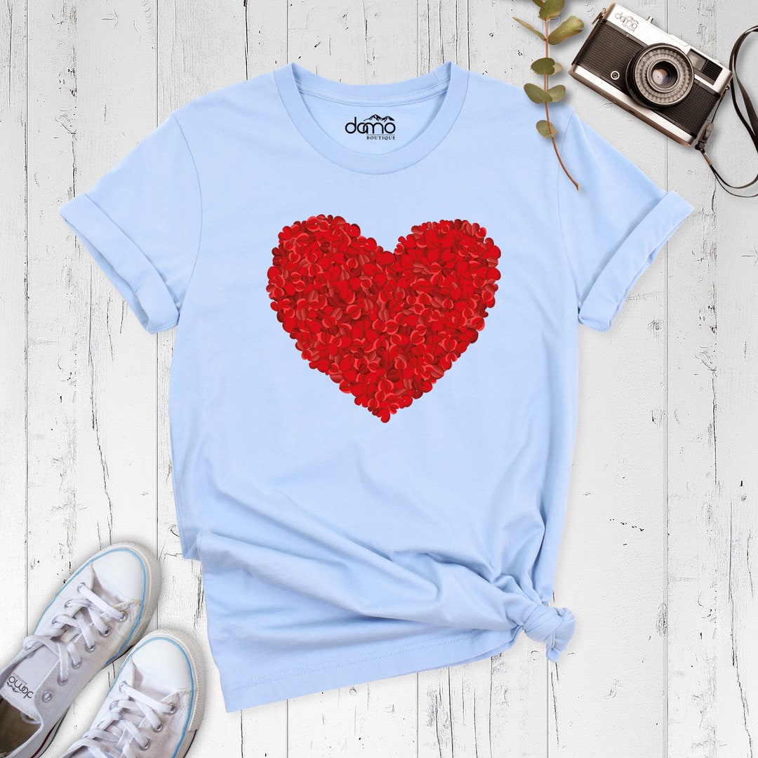 Red Rose Petal Heart Shirt, Valentines Day Shirt, Heart Valentine ...
