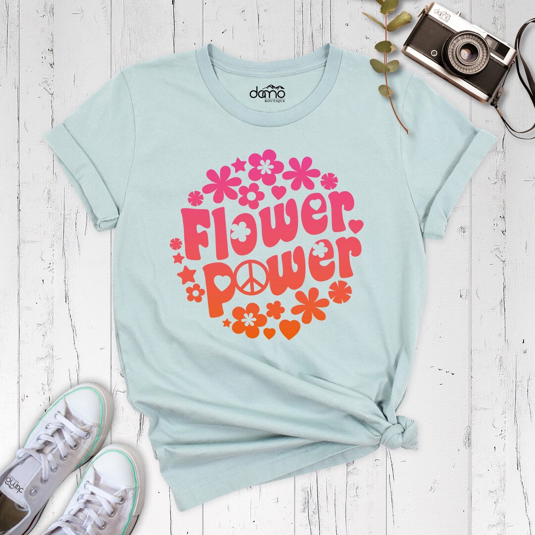 Flower Power Shirt, Hippie Party Shirt, Floral Boho Woman Shirt, Hippie ...