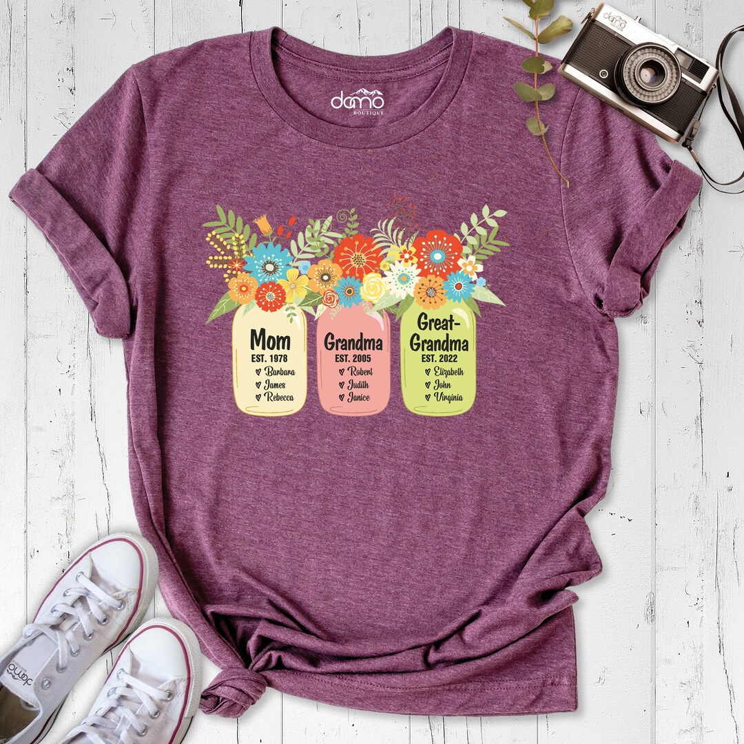 Mom Grandma Great Grandma Shirt, Custom Grandmother Est Shirt ...