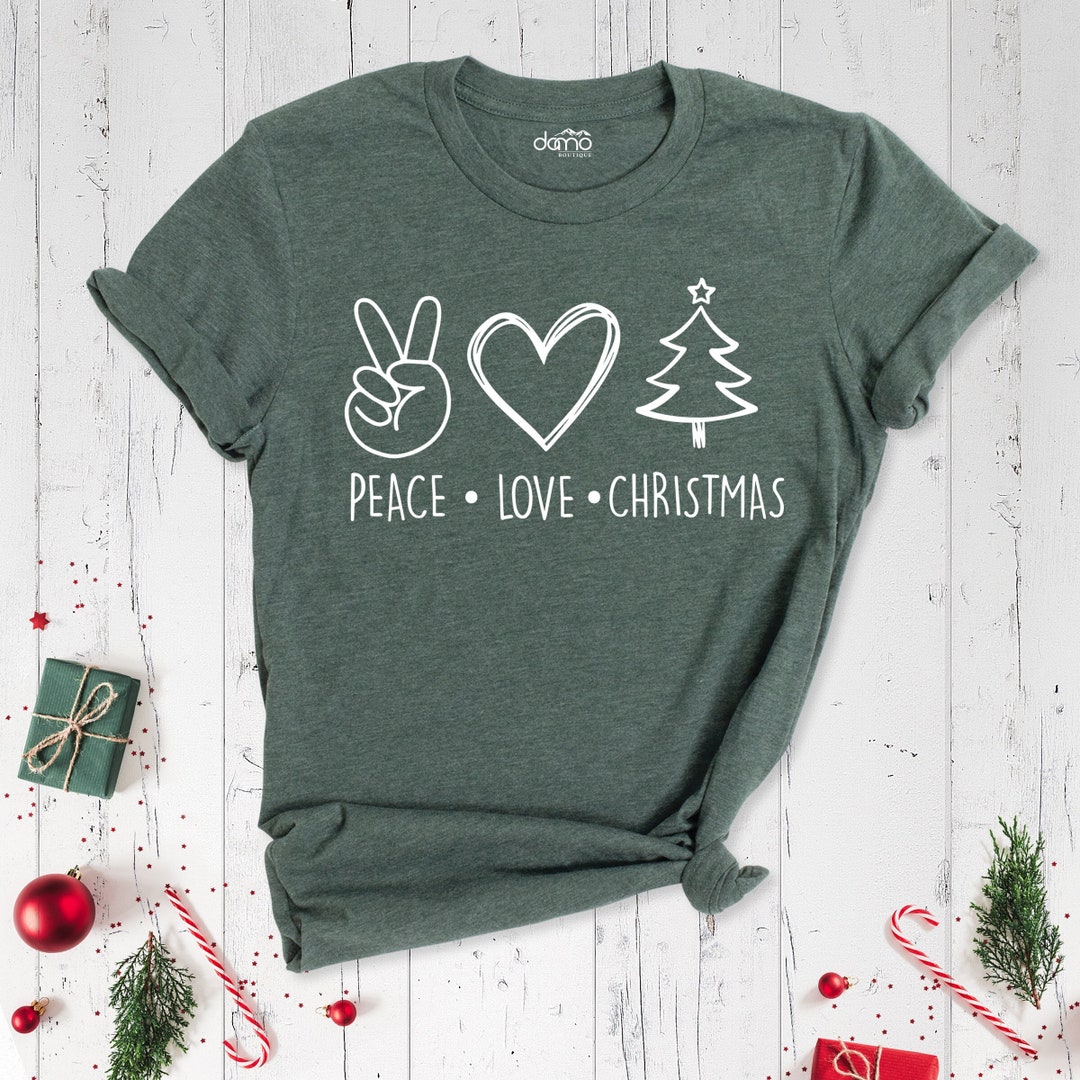 Peace Love Christmas Shirt, Christmas Santa Shirt, Peace Love Santa ...