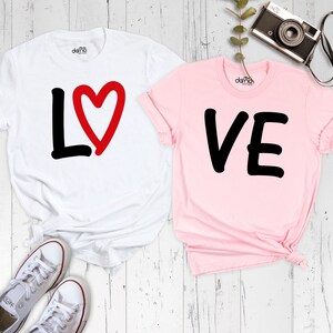 Matching Love Heart Couple Shirts Valentines Day Tee, Girlfriend ...