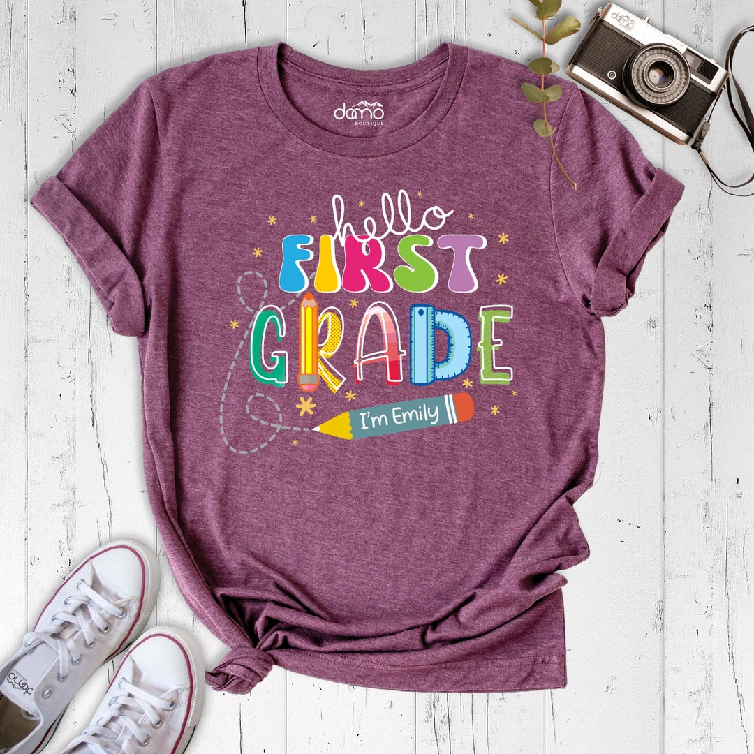 Personalized Back to School Shirt, First Grade Shirt, Kids Name Shirt ...