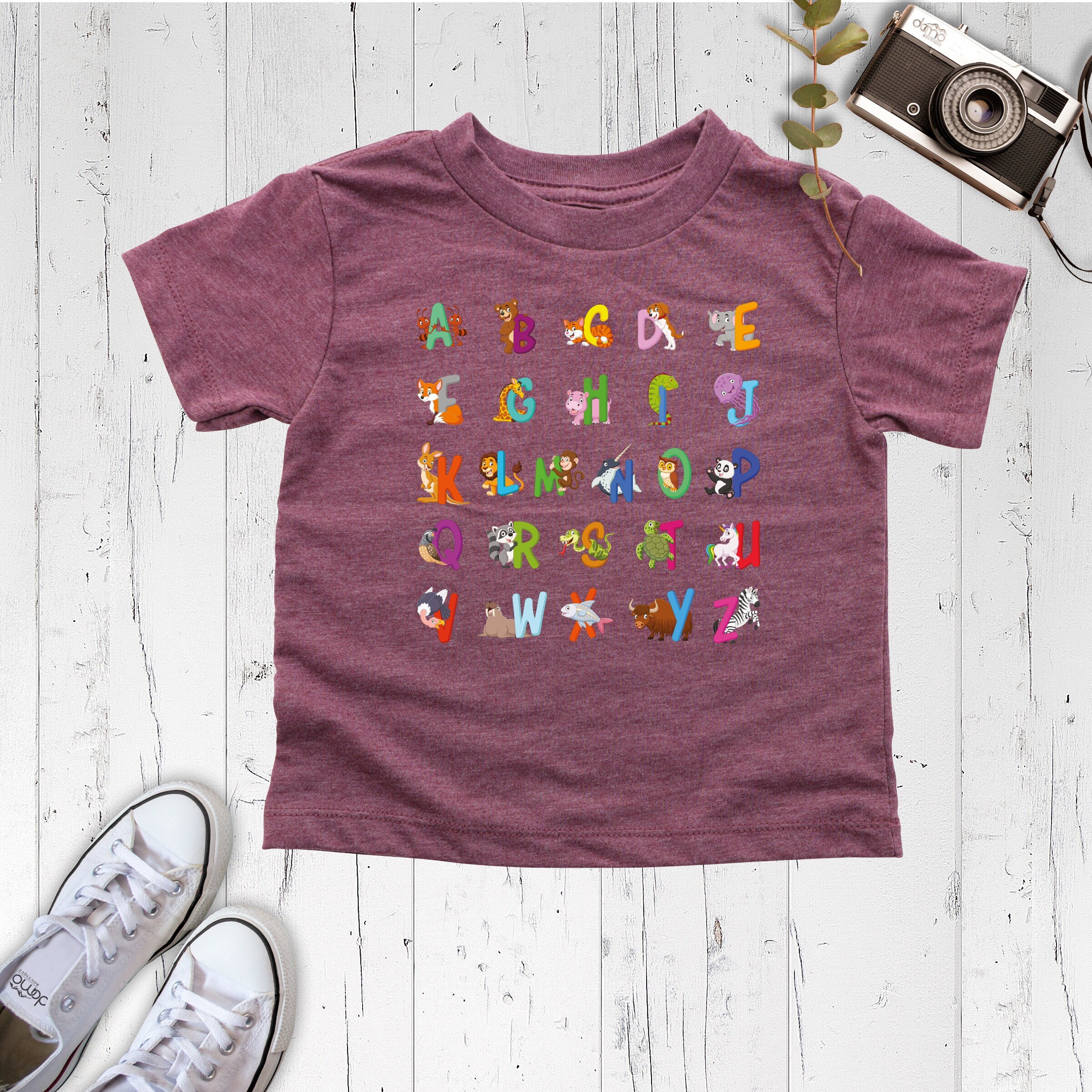 Animals Alphabet Kids Shirt, Kindergarten Shirt, ABCD Tshirt, Nursery ...