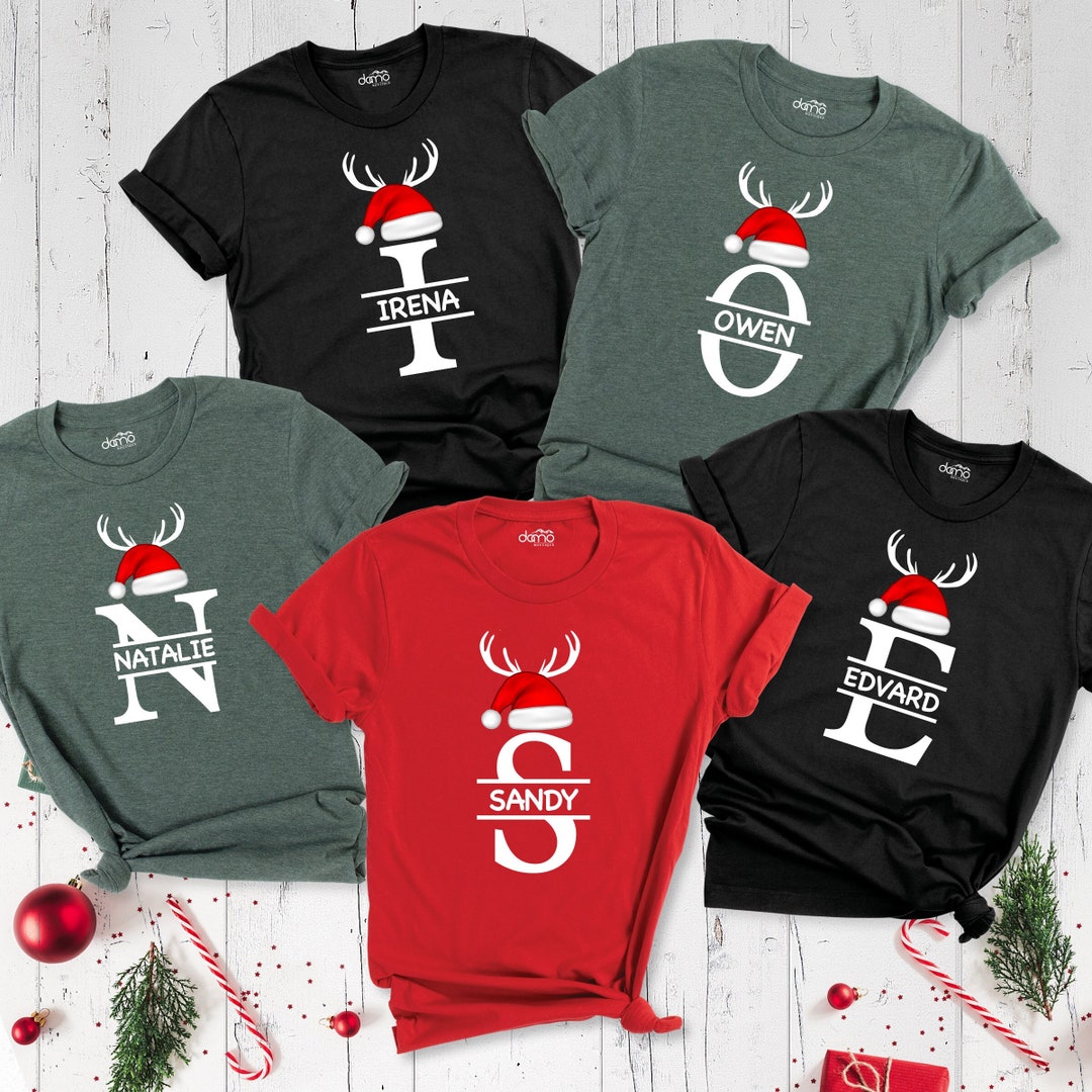 Monogrammed Family Christmas Shirt, Personalized Christmas Family T ...