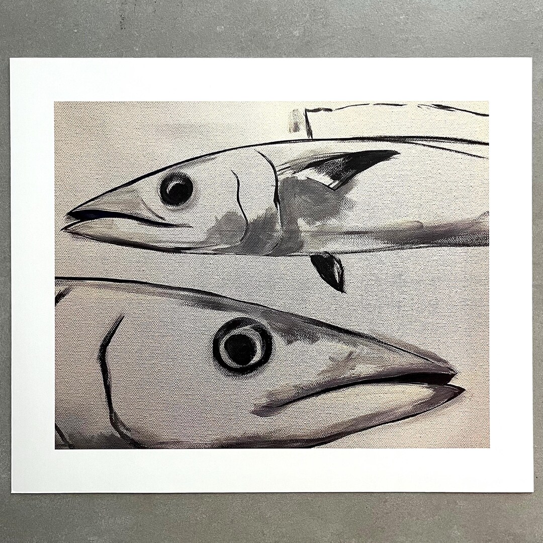 Wahoo Painting Sketch Art Print, 8 X 10 Inch Minimalist Ocean Artwork ...